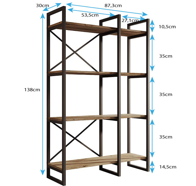 Estantería modelo Factory E2 (87,5 cm) en color pino