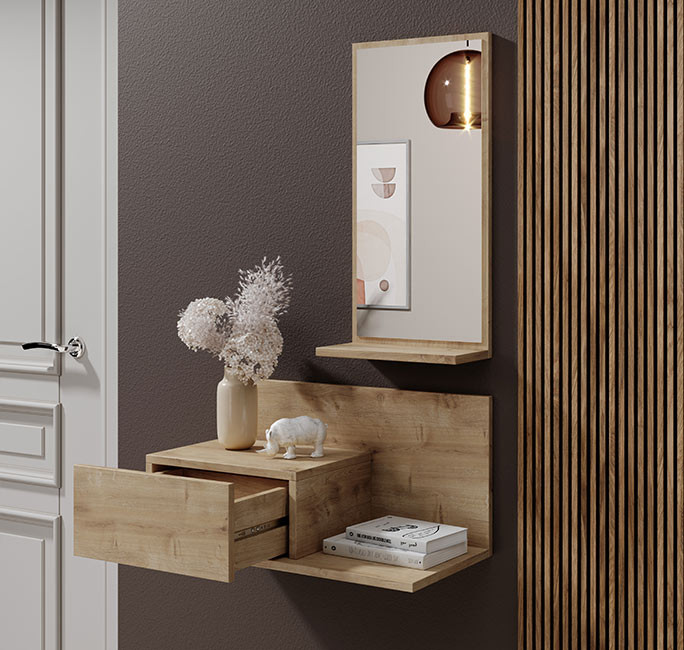 Recibidor con cajón y espejo Isabela color safir