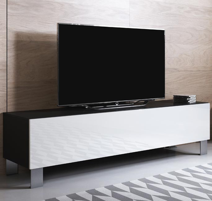 Mueble TV modelo Luke H2 (160x42cm) color negro y blanco con patas de ...